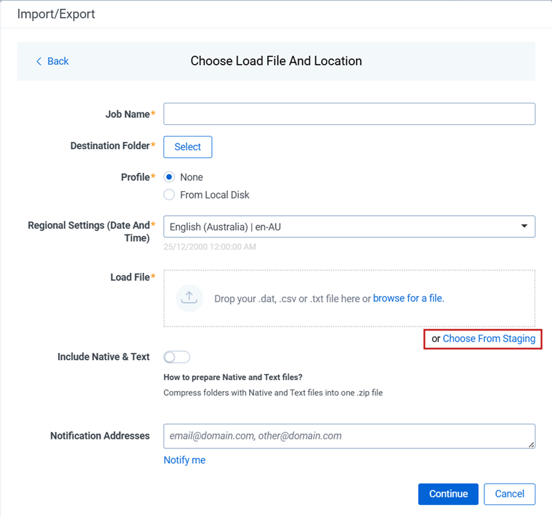 Importing data using Import/Export